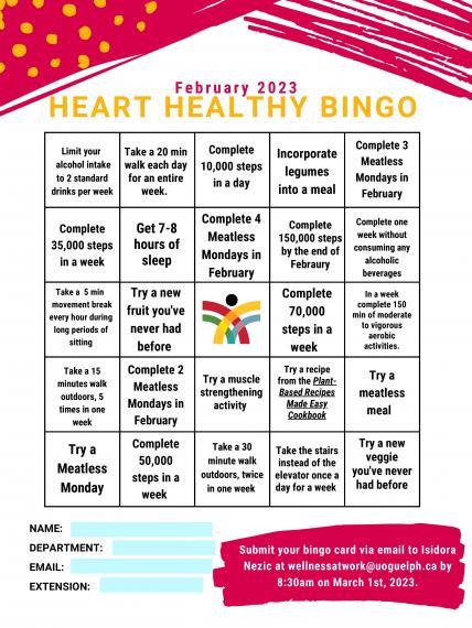 Heart Healthy BINGO Card: February 2023 Wellness Challenge | Wellness@Work